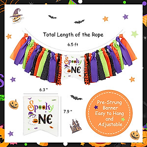 Halloween 1st Birthday High Chair Banner Girl Boy - Spooky One Banner Orange Purple Green Black Halloween Theme First Birthday Party Decorations, Pumpkin Spider Ghost Garland for Baby 1st Birthday