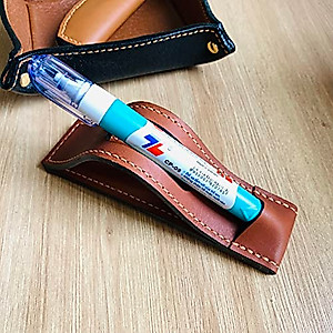 HMza Handmade Leather Fountain Pen Stand, Leather Pen Holder Office Pen Stand Gift for Boss, Husband, Wife, Friends or coworker, Leather Pen Stand for Desk gift for him her