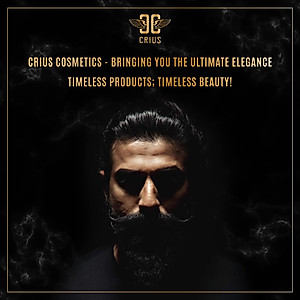 CRIUS COSMETICS Beard Oil For Men with Vitamin E, Almond, Argan, and Jojoba Oil, Enhanced Beard Growth, Soft Facial Hair, Beard and Mustache Moisturiser, Organic, GMP-Certified, Non-GMO, 2 Oz.