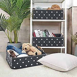 KWLET Small Storage Baskets Felt Fabric Decorative Storage Bins Long Narrow Basket for Shelves Office Bedroom Living Room Kitchen Home Light Grey, 3 Pack