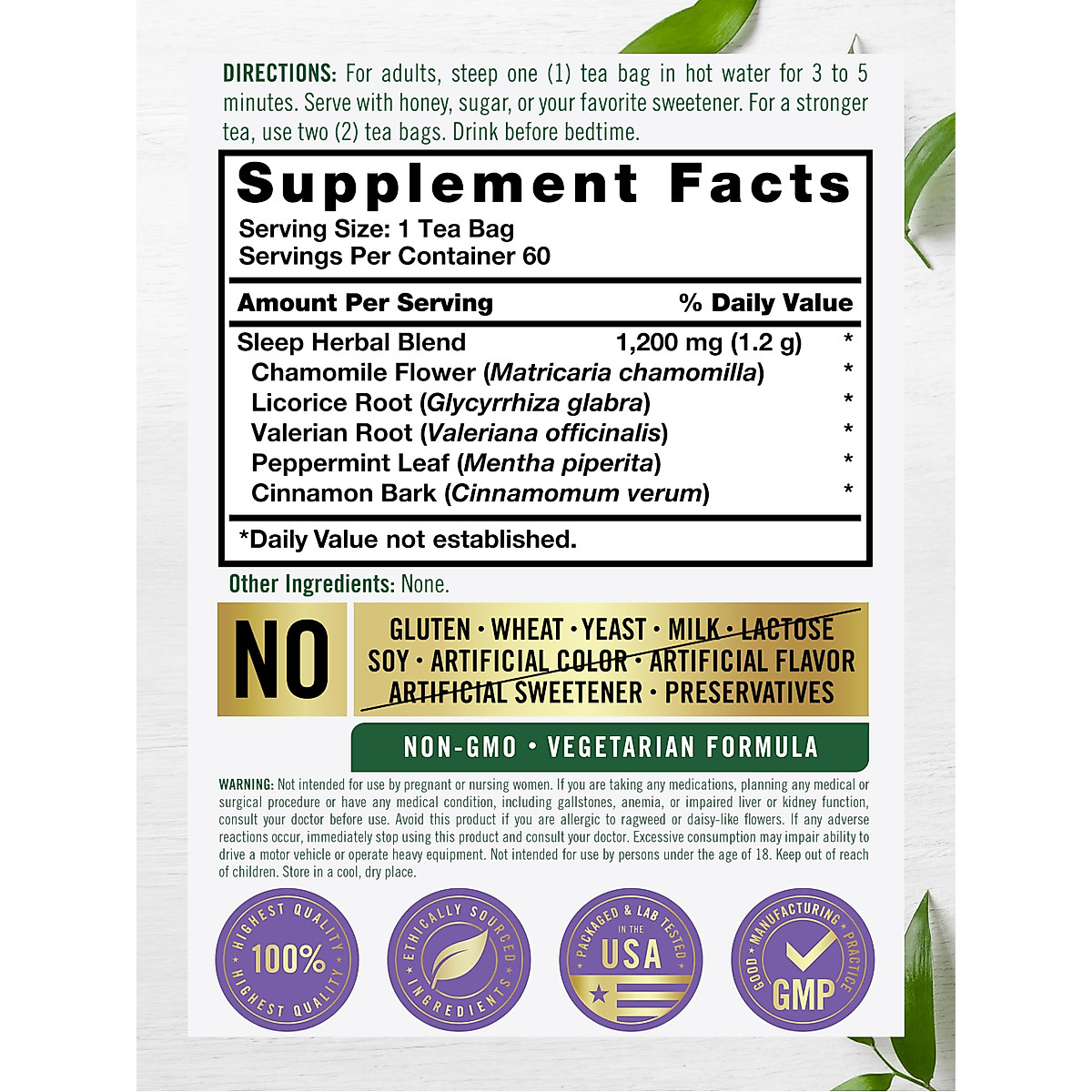 Carlyle Sleep Tea | 60 Tea Bags | Caffeine Free | Herbal Blend | Bedtime Tea | with Valerian Root | Helps Promote Restful Sleep | Vegetarian, Non-GMO, Gluten Free