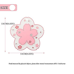 Sakura Coffee Cup Mat Kawaii Coaster 2PCS Cute Cherry Blossom PVC Home Tea Mug Pink Flower Pattern Durable Anti-Skid Pot Bowl Pad Placemat for Desk Drink Table Decor Kawaii Accessories (Small)