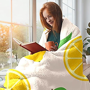 Fleece Throw Blanket for Couch Sofa or Bed Cozy Soft Blankets Yellow Fresh Lemons Summer