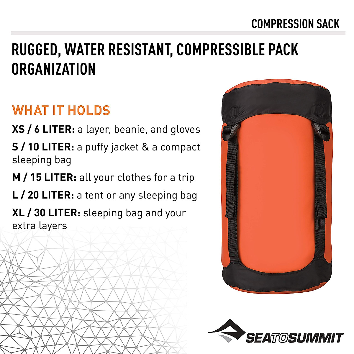 Sea to Summit Nylon Compression Sack, Space-Saving Outdoor and Travel Storage, Medium / 15 Liter