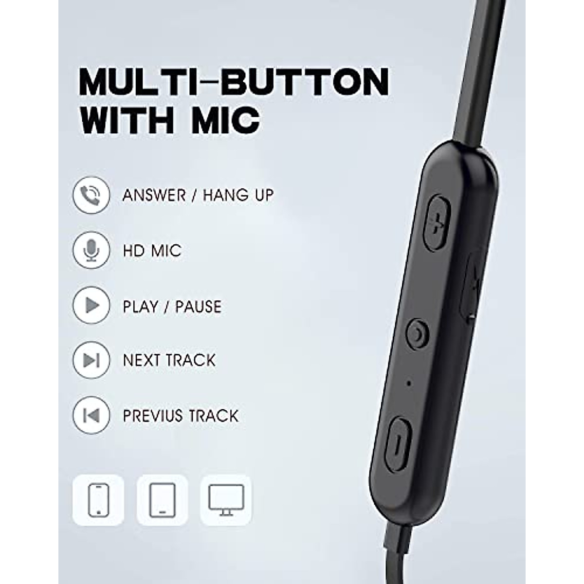 MUBIAO Bluetooth Headphones Neckband 20Hrs Playtime V5.0 Wireless Headset Sport Noise Cancelling Earbuds w/Mic for Gym Running Compatible with iPhone Samsung Android