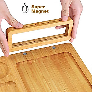 Xergur Bamboo Cheese Board Set - Charcuterie Boards and Serving Meat Platter, Cheese Tray with 4 Stainless Steel Cheese Knives Cutting Board Platter, Ideal for Halloween, Wedding, Christmas Gifts