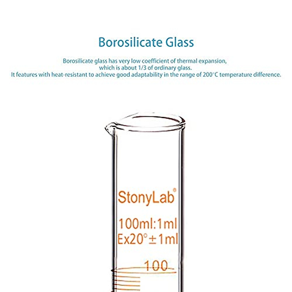 StonyLab Combo Pack Borosilicate Glass 10ml/50ml/100ml Heavy Wall Graduated Cylinder Measuring Cylinder (10ml/50ml/100ml)