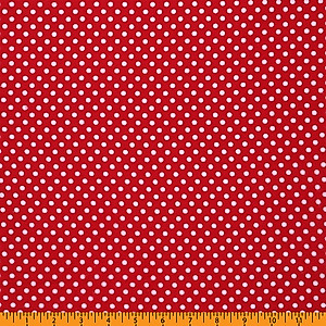 Mook Fabrics Flannel PRT Polka Dot, Red/White Cut by The Yard