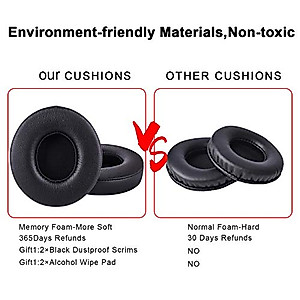 Professional Replacement Ear Pads,Earpads Compatible with Beats Solo 2 & Solo 3 Wireless On-Ear Headphones,Soft Protein Leather,Noise Isolation Memory Foam,Strong Adhesive Tape,2 Pieces