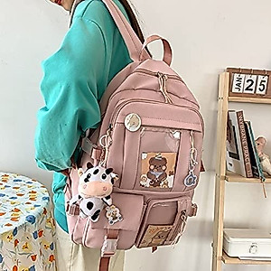 SHIDAI Kawaii Girl Backpack Cute Backpack Cute Aesthetic Backpack for School (Pink,ONE SIZE) (DRF-1287)