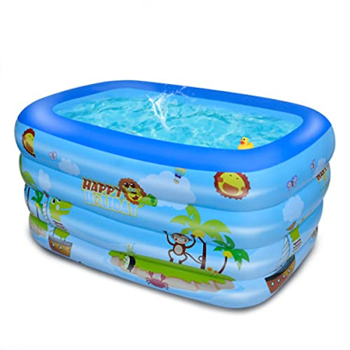 Small Inflatable Swimming Pool Blow Up Pool with 4 Separate Air Chambers Garden Backyard Rectangle Kids Pool,47" W*35" D*13" H