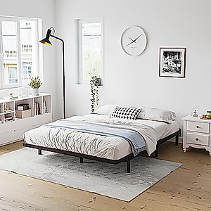 Aardhen California King 2 Inch Box Spring & Bed Slat Replacement/Metal Frame with Steel Slats/Quick Lock Bunkie Board/Easy Assembly