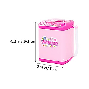 Toyvian Mini Makeup Brush Cleaner Plastic Electric Washing Machine Automatic Dollhouse Cosmetic Powder Puff Washer Device Sponge Cleaning Tool for Girls Ladies