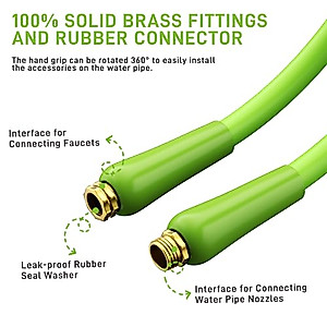 Besiter Garden Hose 100 ft x 5/8", Water Hose with Brass Fittings, All-weather, No Kink, Lightweight, Burst 600 PSI