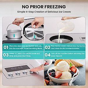 Ice Cream Maker with Compressor 2.1 Quart Automatic Ice Cream Maker Machine with Compressor 3 Modes Electric Ice Cream Maker No Pre Freezing Stainless Steel LCD Digital Display Timer Sorbet Maker