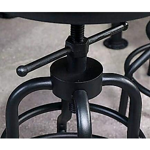 LOKKHAN Adjustable Swivel Kitchen Counter Stool with Backs-20.47"-25.59" Tall Rustic Farmhouse Industrial Bar Stools Set of 2 Breakfast Dining Cafe Stool,Welded Legs Black Metal Wooden Seat