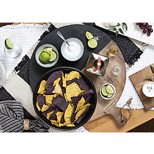 Mud Pie Large Round Wooden Serving Board, Black, 24" x 20"