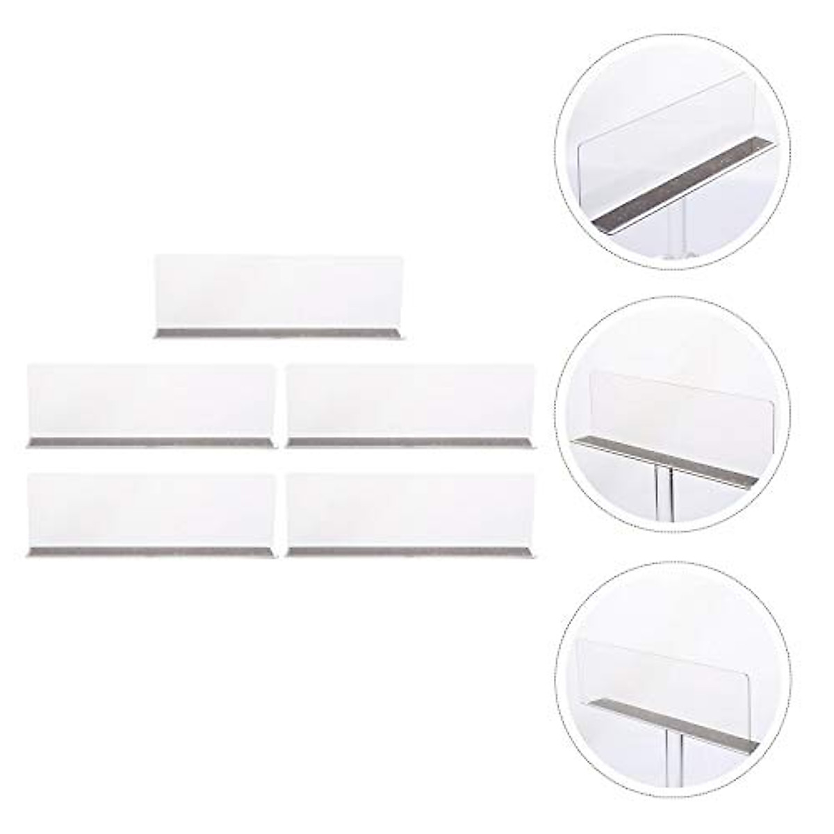 iplusmile Shelf Dividers Plastic Shelf Divider, Closet Shelf Organizer Clear Plastic Closet Separator with Magnetic Bottom for Kitchen Office Supermarket, 5pcs