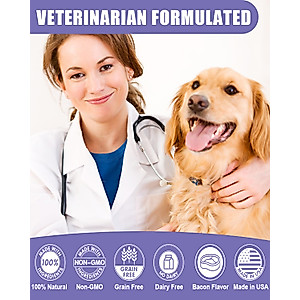 Melatonin for Dogs | 60ML Natural Calming for Dogs Anxiety & Stress with Melatonin, Valerian, Ashwagandha & L-Theanine | Liquid Melatonin for Dogs Helps with Sleep, Thunder, Fireworks | 2 oz, Bacon