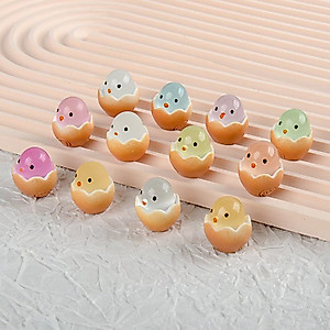 Ximimark 30pcs Luminous Cute Eggshell Chick Play House Toy Egg White Resin Car Decoration DIY Jewelry Accessories Children Surprise Gift