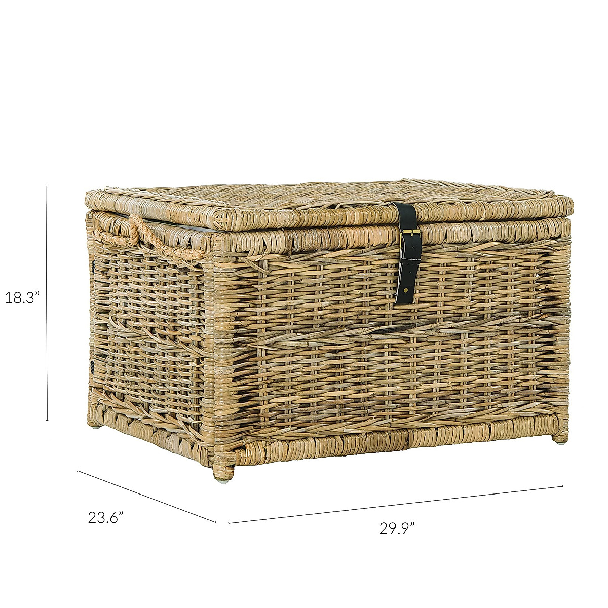 happimess HPM9001C Caden 30" Wicker Storage Trunk, Collapsible for flat storage, Rattan-Kubusoft Gray, Coastal for Office, Dorm Room-LivingRoom, Bedroom, Dining Room, Natural