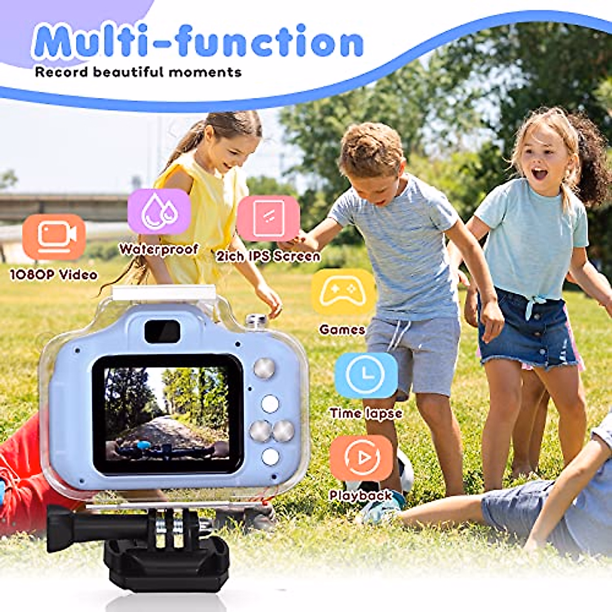 Yoophane Kids Waterproof Camera Gifts for 6 7 8 9 10 Year Old Action Kids Camera for Age 3-12 Christmas Birthday Gifts Underwater Video Recorder with 32GB SD Card (Blue)