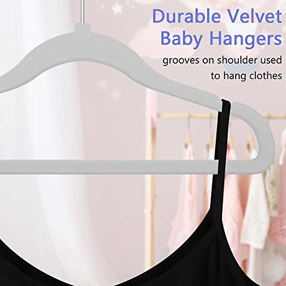 GoodtoU Kids Hangers Velvet 50 Pack Baby Hangers for Closet Non Slip Childrens Infant Hangers Grey