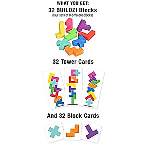 TENZI BUILDZI The Fast Stacking Building Block Game for The Whole Family - 2 to 4 Players Ages 6 to 96 - Plus Fun Party Games for up to 8 Players