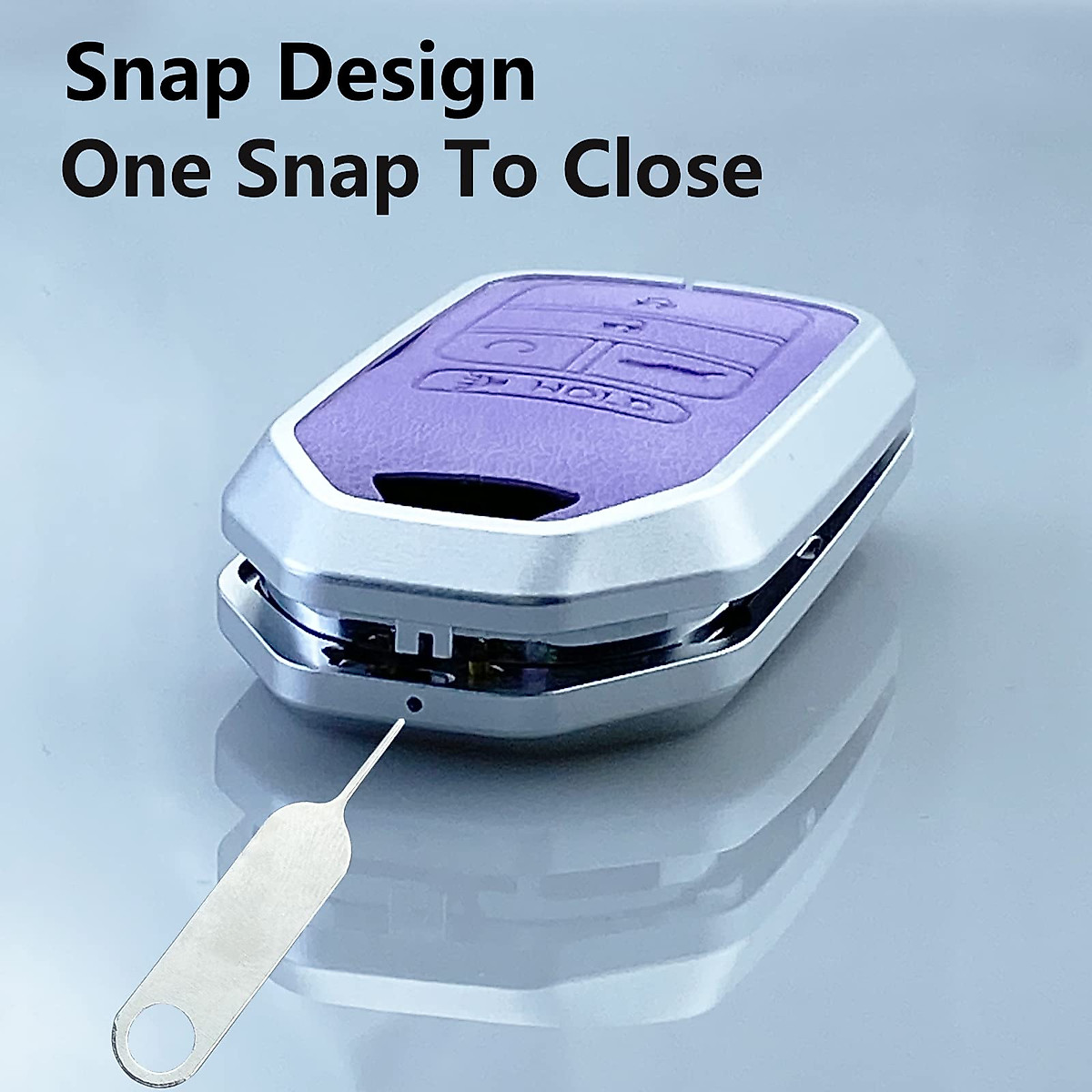 Yuebutor Aluminum Alloy Key Fob Cover Case Compatible with Honda Accord Civic Pilot CRV HRV CRZ Fit Odyssey Passport Jed Crider Crosstour Crider Spirior Accessories (Purple)