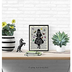 Alice in Wonderland Quote Wall Art 11x14 - Inspirational Gift for Women - Funny Sayings Poster Picture - Positive Quotes - Motivational Wall Art for Women -Teen Girls Bedroom, Living room, Home Office