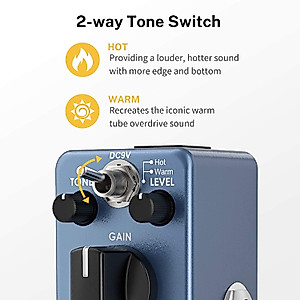 Donner Overdrive Guitar Pedal and Guitar Power Supply 10 Isolated DC Output for 9V/12V/18V Effect Pedal