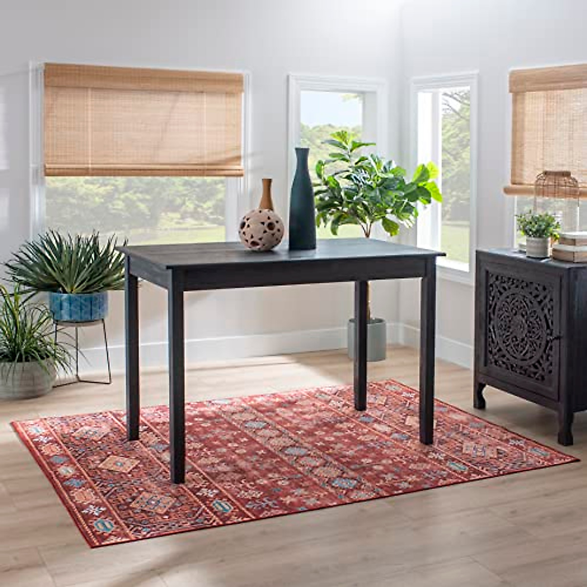 Linon Dark Charcoal Wooden Tavern Carter Table, Counter Pub Height