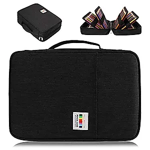 AYVANBER Big Capacity Colored Pencil Case Organizer 304 Slots Pen Holder Waterproof Storage Pouch Gel Marker Pen Bag Box for Cosmetic Brush Pencils & Gel Pen Used for Teens Student or Artist (Black)
