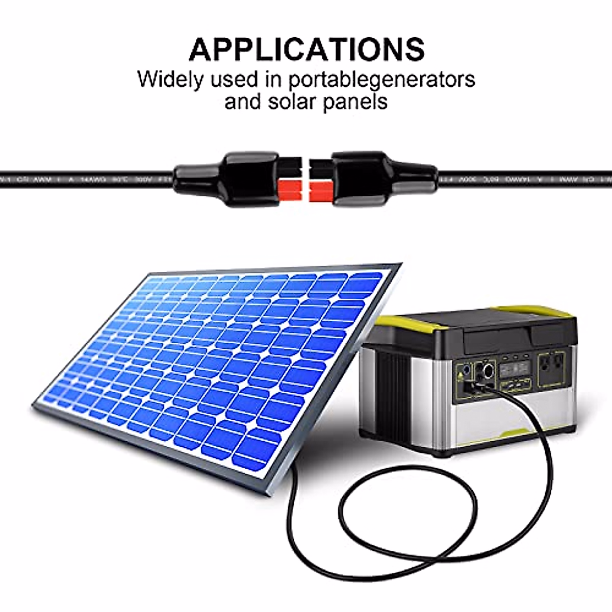 20FT 14AWG Solar Extension Cable with 45A Connectors for GZ Yeti /G500 Solar Generator, Portable Power Station and Renogy, Boulder 200 Solar Panels (20FT)