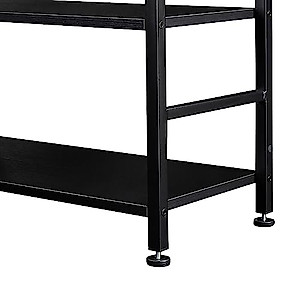 DHAEY 6 Tiers Bookshelf,70.8" Tall Bookcase with Round Top,Industrial Book Rack Display Shelves Organizer with Metal Frame for Living Room,Office,Bedroom,Adjustable Foot Pads,Black