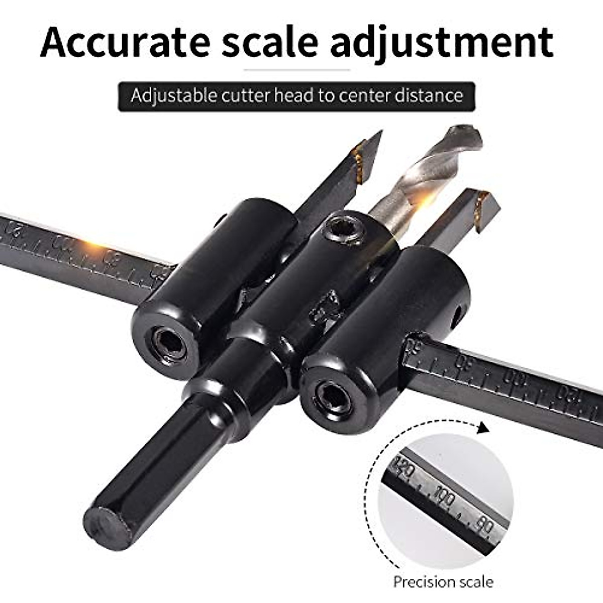 HOHXEN Adjustable Circle Hole Saw Cutter Woodworking Drill Bit,Adjustable 1-Inch to 6-Inches,Heavy Duty Wood DIY Tools(Cutting Diameter:30mm-200mm)