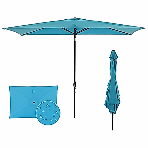 MONDAWE Outdoor Patio Umbrella 10 x 6.5 FT Rectangular Market Umbrella with Tilt and Crank Aluminum Commercial Table Umbrella for Pool Backyard Balcony