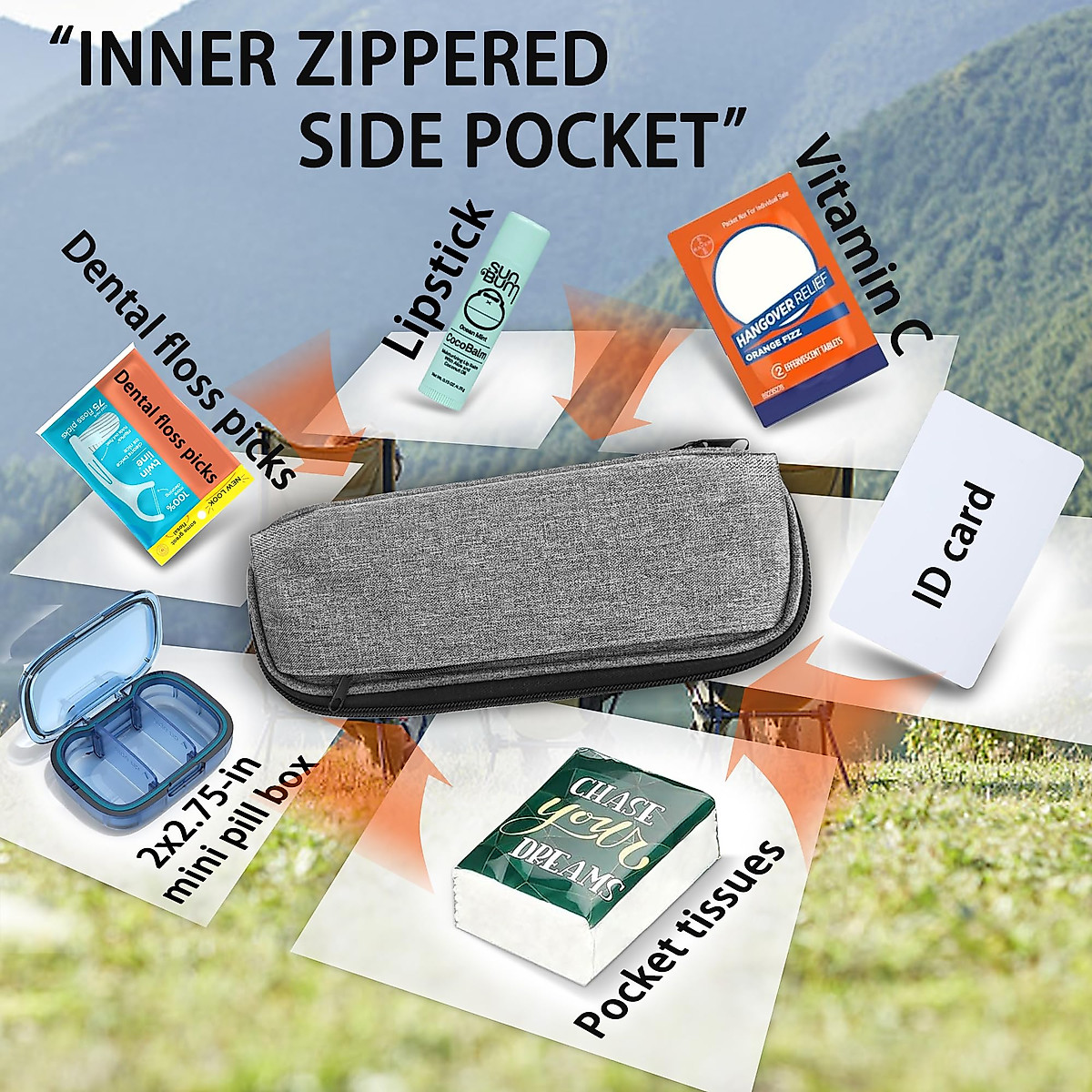 IFERRENS Travel Utensils Set with Splash-poof Bag, Portable Cutlery for Work, Reusable Camping Silverware Utensil, 18/0 Stainless Steel Flatware for Adult Lunch Picnic Hiking EDC Gadgets Lunch Box