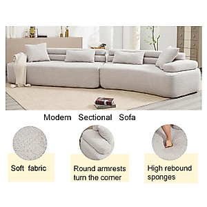 Yoglad Curved Modular Sectional Couch with 4 Pillows, Comfy Floor Sectional Sofa,Free Combination Deep Seat Furniture Sets for Living Room Bedroom Apartment (Light Gray)