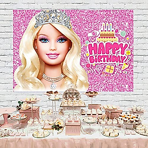 Withu Pink Backdrop for Girls Lady Women Birthday Party Sparkle Cake Table Decor Photoshoot Studio Video Photography Background Banner Photo Props