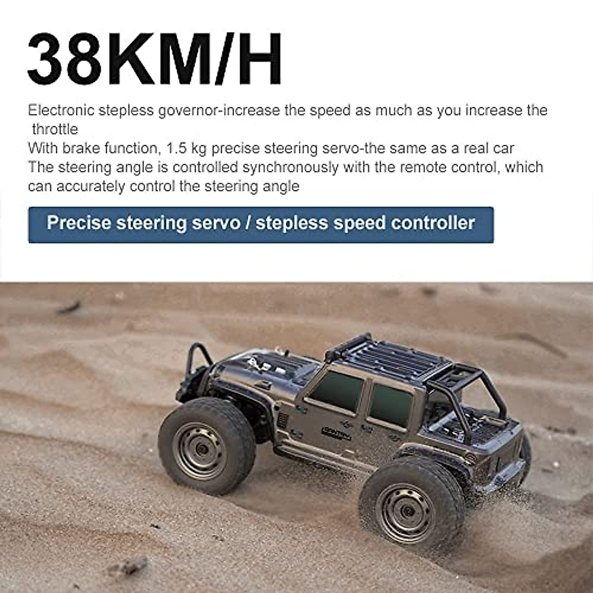 RKSTD High Speed RC Car, 1:16 Full Scale RC Off-Road Truck, All Terrain 4WD RC Truck with LED Light, Speed 38km/h Electric RC Off-Road Vehicle Toy, Gift for Adults and Kids