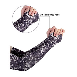 Boao 10 Pairs UV Sun Protection Arm Sleeves Cooling Anti Slip Tattoo Cover Sleeves with Thumb Holes for Men Women (Black, Gray, White and Camo Series Color)