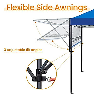 Yaheetech 10 x 17ft Pop Up Canopy with Awnings, Outdoor Canopy Tent, Heavy Duty Instant Beach Sun Shelter with Adjustable Dual Half Awnings & Wheeled Carry Bag, 4 Sandbags, One-Handed Set Up, Blue