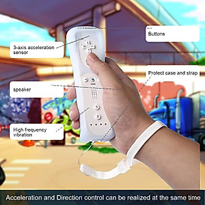 PowerLead Controller for Wii, Built-in Motion Plus Remote and Nunchuck Controller for Nintendo Wii and Wii U + Silicon Case White
