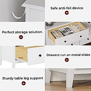 Hasuit 6 Drawer Double Dresser, 51.5''W Wood Dresser Chest with Wide Storage Space, Storage Tower Clothes Organizer, Large Storage Cabinet for Bedroom, Living Room, Hallway (Modern White)