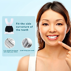 Xiarden Automatic Toothbrush, U-Shaped Ultrasonic Toothbrush 360° Auto Toothbrush with Whitening Blue Light Whole Mouth Toothbrush IPX7 Waterproof for Adults