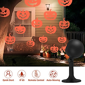 Halloween Lights, Outdoor Pumpkin Light Projector Indoor Holiday Decoration Lamp Waterproof LED Show Dynamic Spotlight Outside Night Projection for Party House Home Yard Garden Decorations
