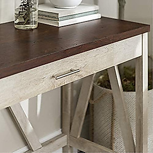 Walker Edison Rustic Farmhouse Wood Computer Writing Desk Home Office Workstation Small, 46 Inch, White Oak and Brown