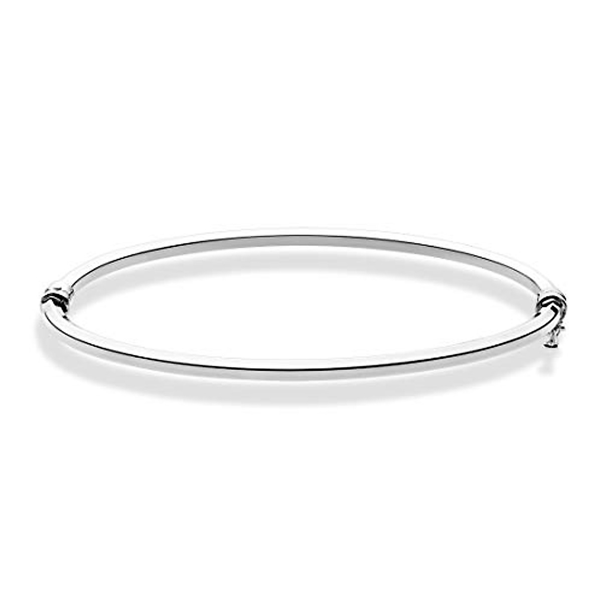 Miabella 925 Sterling Silver Italian Oval Hinged Bangle Bracelet for Women Girls, 6.75 to 8 Inch, Made in Italy (Large - 8 Inches)