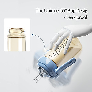 FLYBABY PPSU Sippy Cup with Handles for Toddlers, Weighted Straw Cups Spill Proof, Water Bottle for Kids 1 Year+, 10 Ounce Light Blue